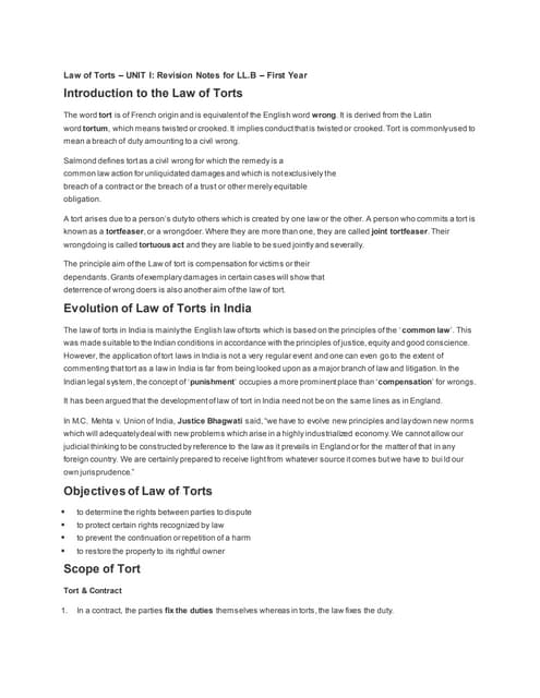 Law of torts Introduction | PPTX