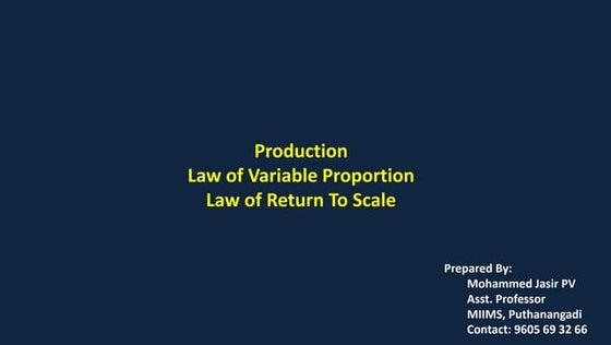 Lecture 2 - Law of Returns to a Factor | PPT
