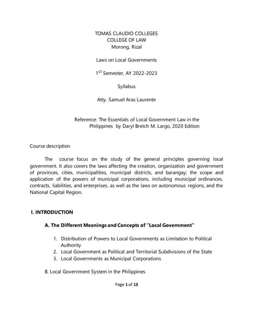 Philippine Constitution - Article X - Local Government | PPTX