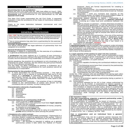 Law on partnership notes | PDF