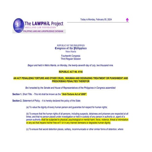 law on torture for JD students discussion | DOCX