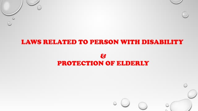 rights and legal aspects of disability in India | PPTX