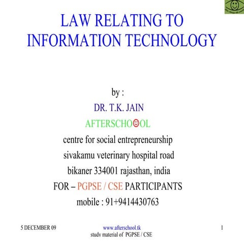 Law relating to information technology | PPT