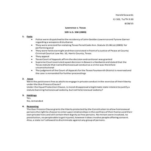 Lawrence v. texas | DOCX