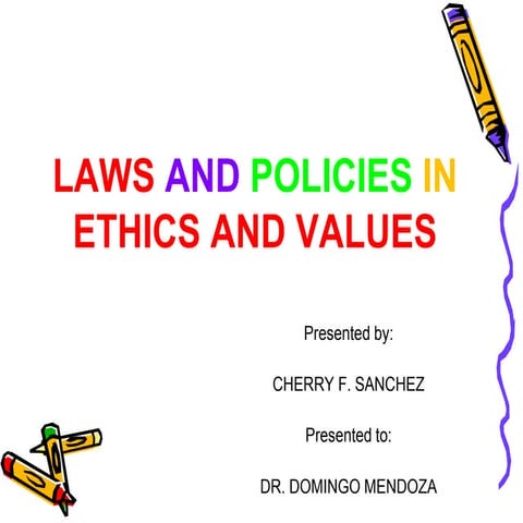 LAWS AND POLICIES REPORT in masteral course | PPT