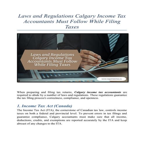 Laws and Regulations Calgary Income Tax Accountants Must Follow While ...