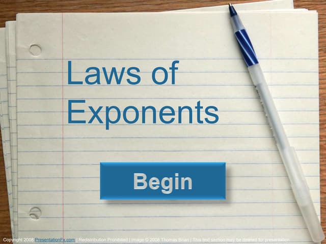 Law of exponent Lecture Slide | PPTX