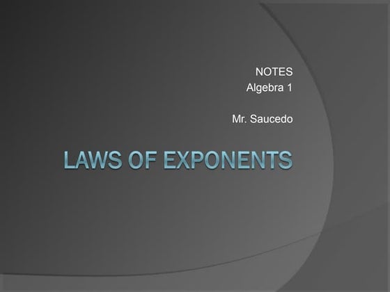Laws Of Exponents | PPT