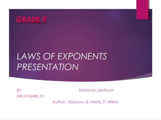 Exponents and Powers CLASS 8. powerpoint | PPT