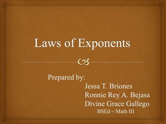 Laws Of Exponents | PPT | Physics | Science