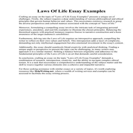 Laws Of Life Essay Examples.pdf | Healthy Living