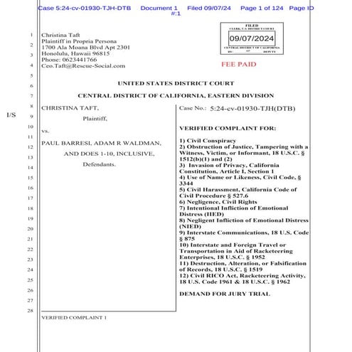 Lawsuit Against Paul Barresi & Adam Waldman Hollywood Fixers 5-24-Cv-01930-TJH-DTB.pdf