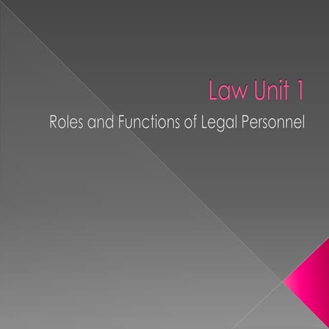 Law unit 1 roles of legal personnel | PPTX