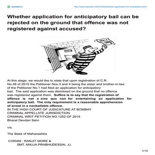 Lawweb.in whether application for anticipatory bail can be rejected on ...
