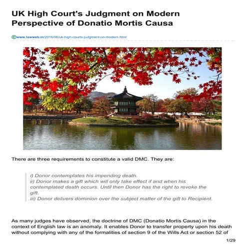 Lawweb.in uk high courts judgment on modern perspective of donatio ...