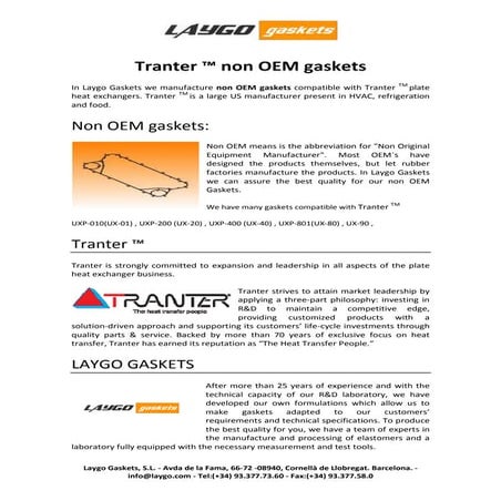 Chester Jensen™ non OEM phe gaskets by Laygo | PDF
