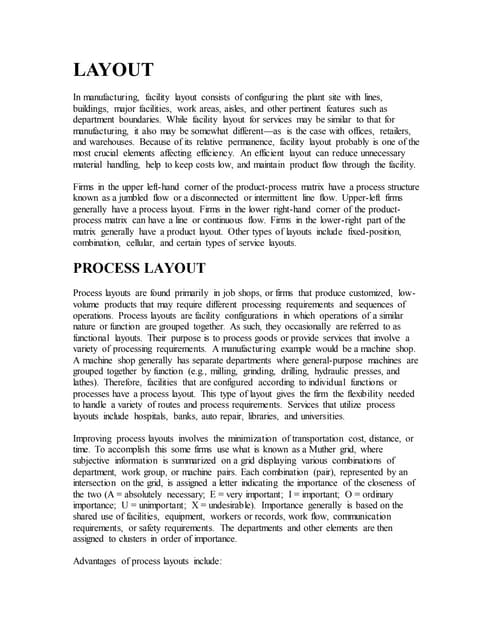 Process layout operations management | PPTX | Logistics | Business