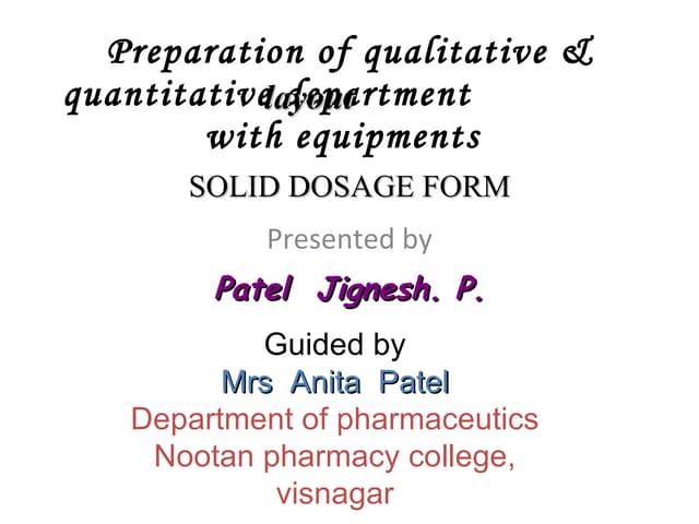 CMA-CPP-CQA for oral solid dosageform | PPTX