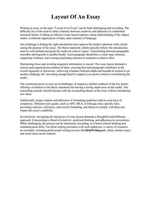 Essay Lay Out. St. Louis Community College | PDF