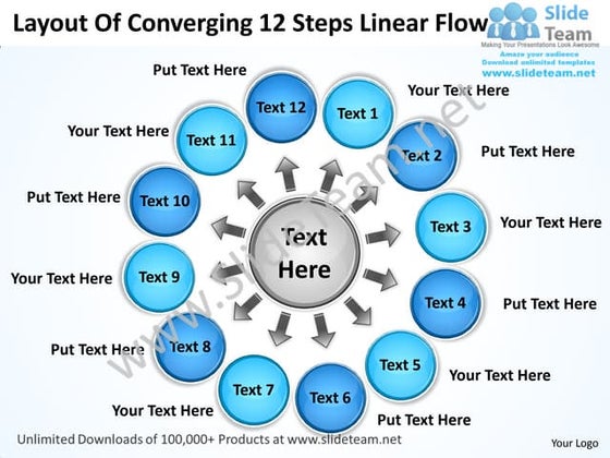 Representing diverging circular flow chart layout process power point ...