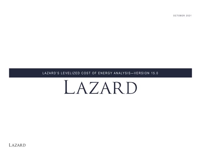 Lazard Energy Presentation | PDF