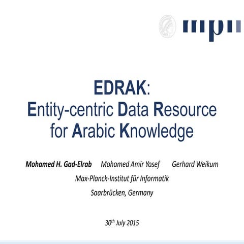 EDRAK: Entity-centric Data Resource for Arabic Knowledge | PDF