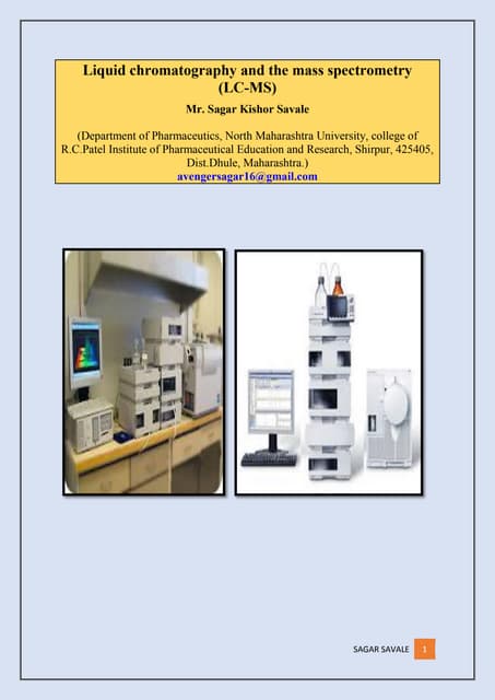 LIQUID CHROMATOGRAPHY-MASS SPECTROSCOPY (LC-MS) | PPTX | Chemistry | Science