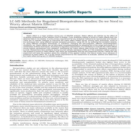 LC-MS methods for regulated bioequivalence | PDF