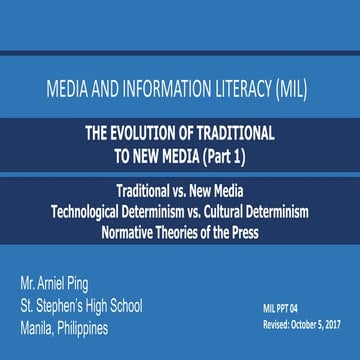MIL Lesson 2 The Evolution of Traditional to New Media | PPTX