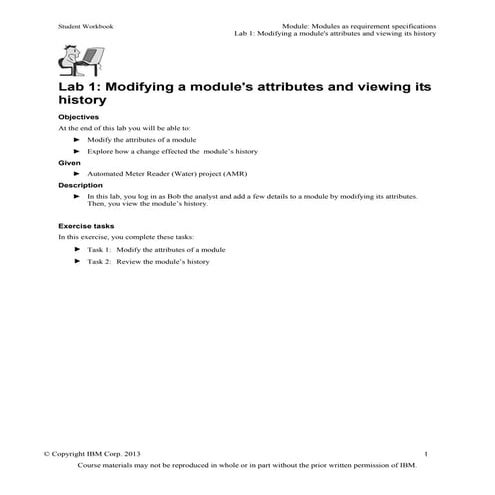 Lab 1: Modifying a module's attributes and viewing its history | PDF