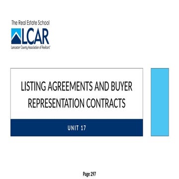 LCAR Unit 17 - Listing Agreements and Buyer Representation Contracts ...