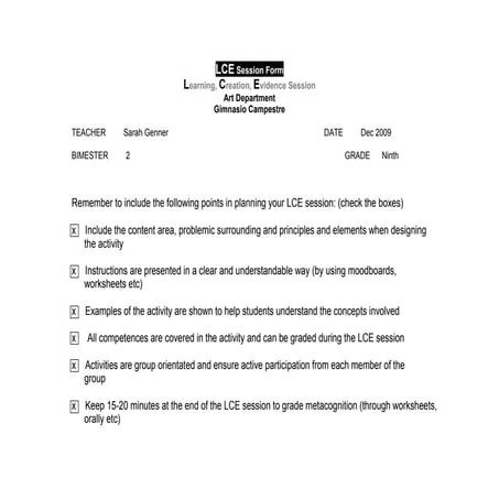 Lce Session Form9th | PPT