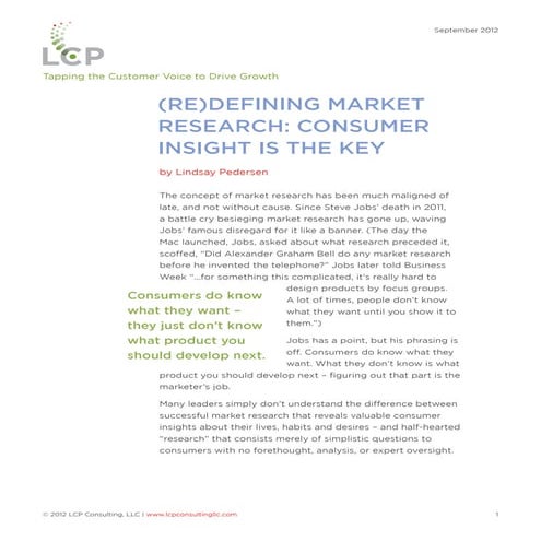 Lcp Consulting White Paper Market Research | PDF