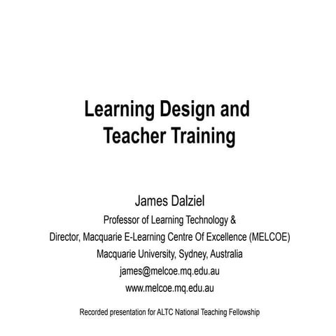 Learning Design and Teacher Training | PPT