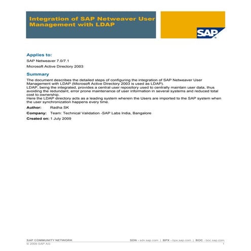 Ldap sync with sap(rfc) | PDF