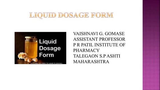 Pharmaceutical Solution Dosage Form Slides | PPTX | Chemistry | Science