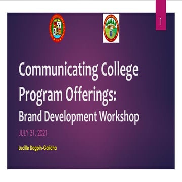 Communicating College Program Offerings: Brand Development Workshop | PPT