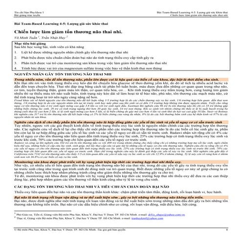 CHIẾN LƯỢC LÀM GIẢM TỔN THƯƠNG NÃO THAI NHI | PDF