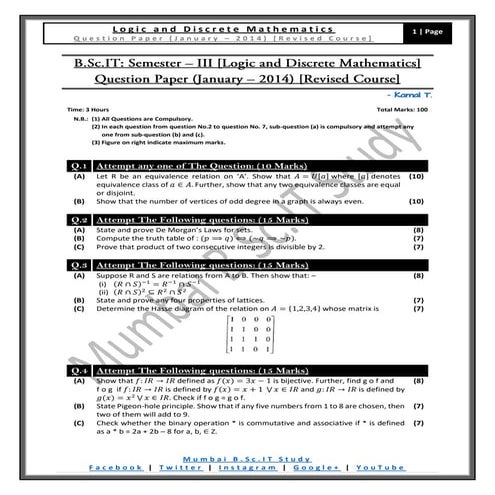 [Question Paper] Logic and Discrete Mathematics (Revised Course ...