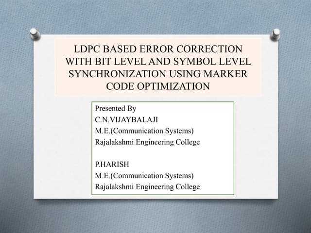 Ldpc Based Error Correction Ppt Programming Languages Computing 7238