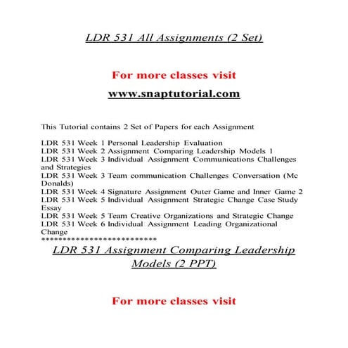 LDR 531 Education Specialist / snaptutorial.com