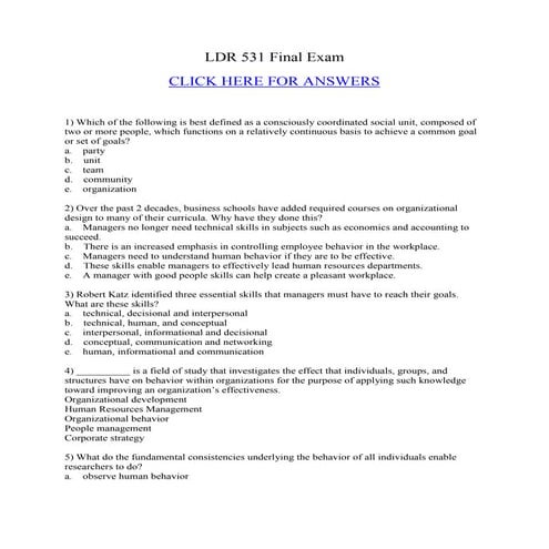 LDR 531 Final Exam | DOCX