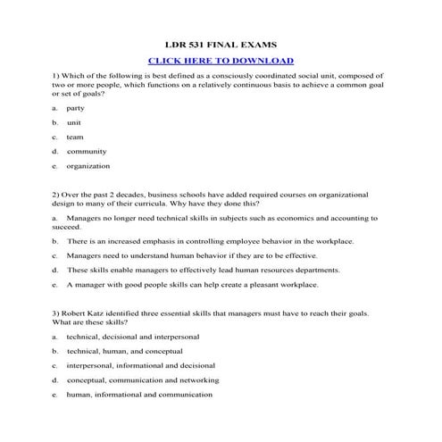 LDR 531 Final Exam | DOCX