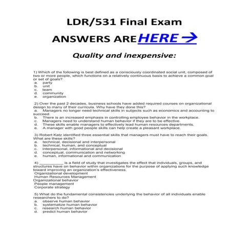 LDR 531 Final Exam | DOCX