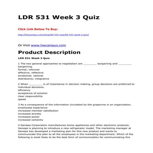 Ldr 531 week 3 quiz | PDF