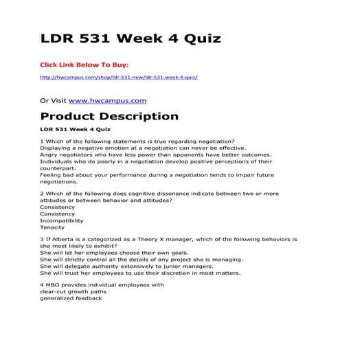 Ldr 531 week 4 quiz | PDF