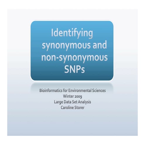 Non-synonymous SNP ID | PDF | Genetics | Science