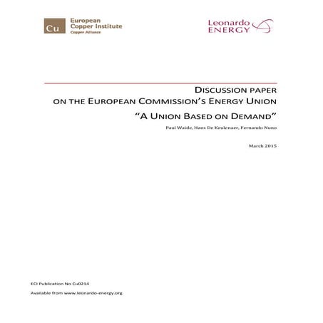 Discussion Paper on the European Commission’s Energy Union - A Union ...