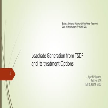 Leachate generation from tsdf and its treatment options | PPTX