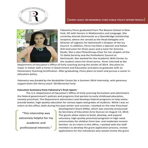 Sample Student Bio | PDF